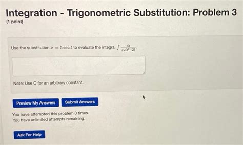 solved integration trigonometric substitution problem 3
