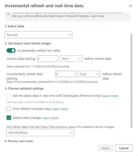 Setting Up Incremental Refresh