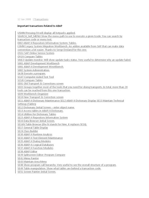 transaction codes abap pdf digital technology computer programming