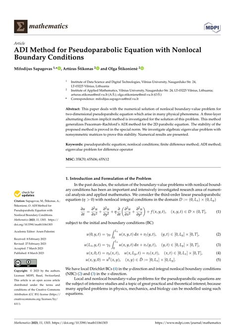pdf adi method for pseudoparabolic equation with nonlocal boundary