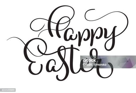 흰색 바탕에 행복 한 부활절 단어입니다 서 예 문자 벡터 일러스트 레이 션 Eps10 0명에 대한 스톡 벡터 아트 및 기타 이미지 0명 귀여운 그리기 Istock