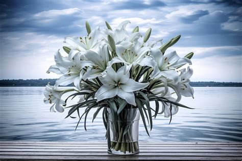 Premium Photo Surreal Image Of A Lily Bouquet In An Unexpected Setting