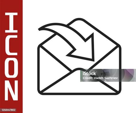 흰색 배경에 격리된 검은색 줄 봉투 아이콘입니다 메시지 개념을 받았습니다 새 이메일 수신 메시지 Sms 메일 편 배달 서비스 벡터 일러스트레이션 Brand Name