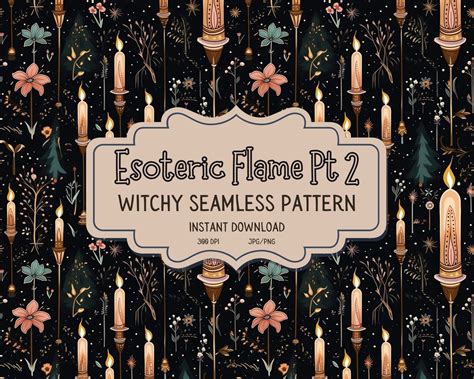 Witchy Seamless Pattern File Mystical Digital Repeating Pattern Paper