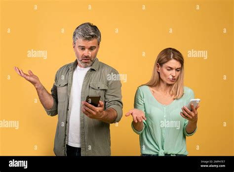 Internet Connection Problem Confused Middle Aged Caucasian Couple