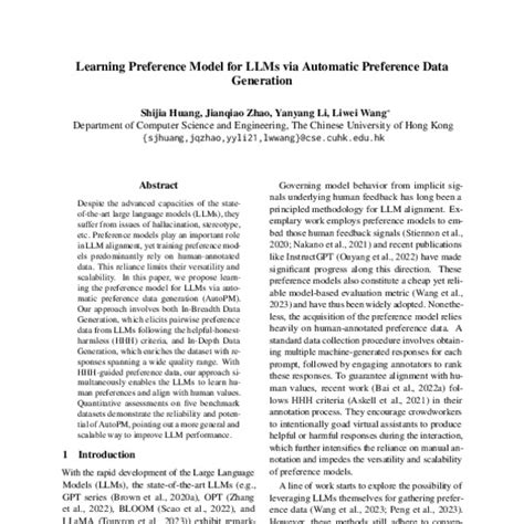 Learning Preference Model For Llms Via Automatic Preference Data Generation Acl Anthology