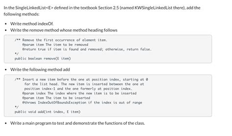Solved In The Single Linked List Defined In The Textbook