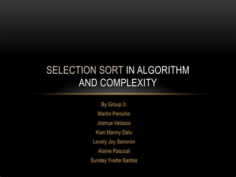 Selection Sort In Algorithm And Complexitypptx