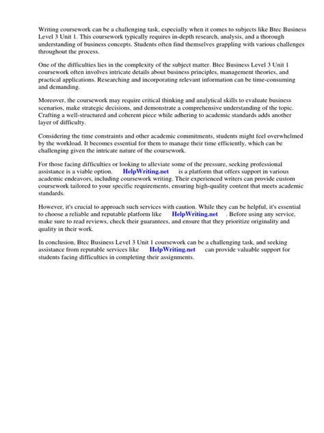 Btec Business Level 3 Unit 1 Coursework Pdf Facebook Linked In