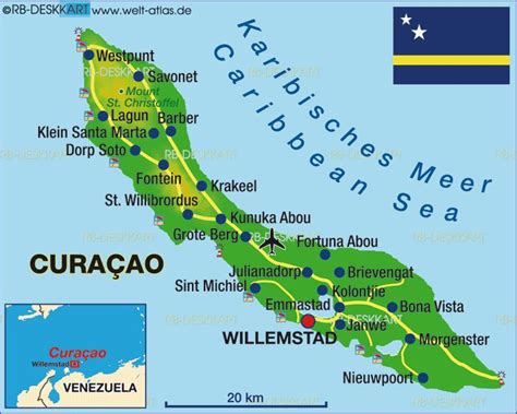 Curacao Map Curacao Caribbean Islands Carribean Islands