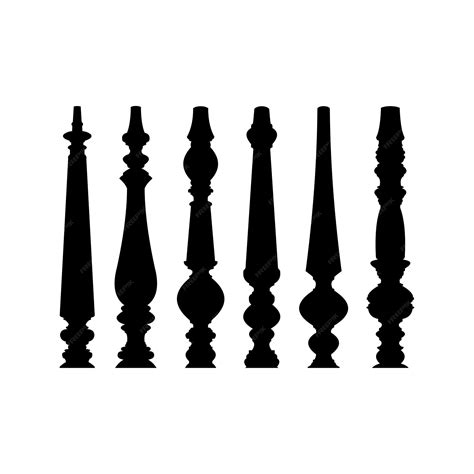 Set Pola Bubut Kayu Bentuk Kayu Pilar Bubut Mesin Bubut Cnc Set Ukiran Kayu Vektor Premium