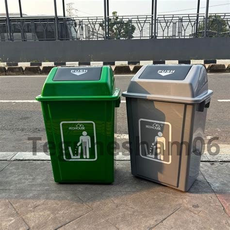 jual redhouse tempat sampah tutup swing 40 liter tempat sampah hijau kuning abu abu tong