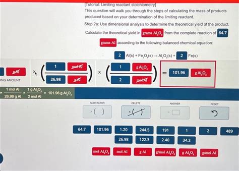Solved [tutorial Limiting Reactant Stoichiometry] This