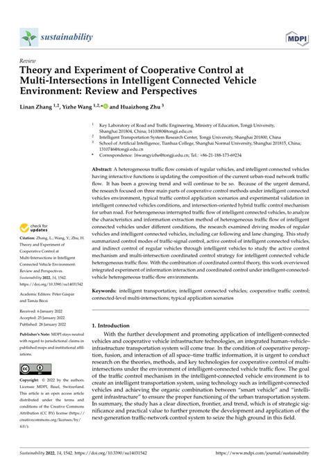 Pdf Theory And Experiment Of Cooperative Control At Multi Intersections In Intelligent