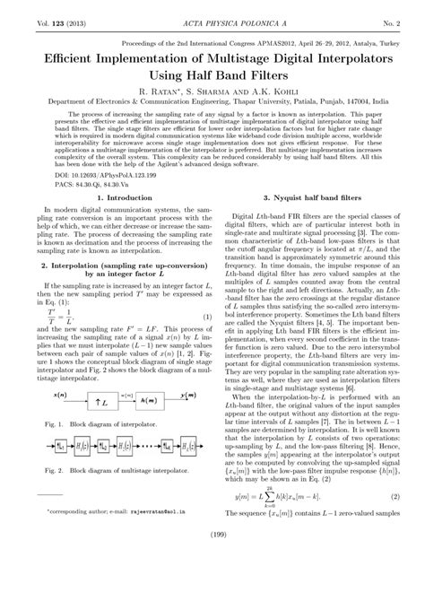 Pdf Efficient Implementation Of Multistage Digital Interpolators