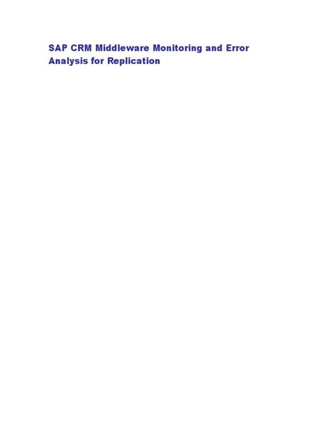 Sap Crm Middleware Monitoring And Error Analysis For Replication Pdf Replication Computing