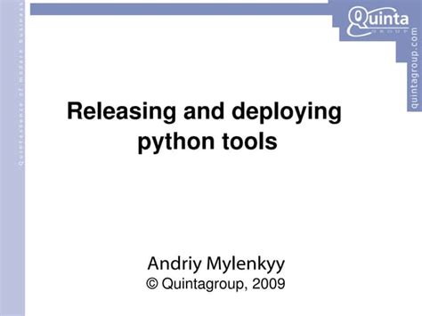 Releasing And Deploying Python Tools Odp