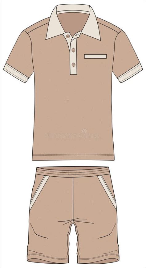 Mens Polo T Shirt With Shorts Outline Artwork Vector Art Stock Vector