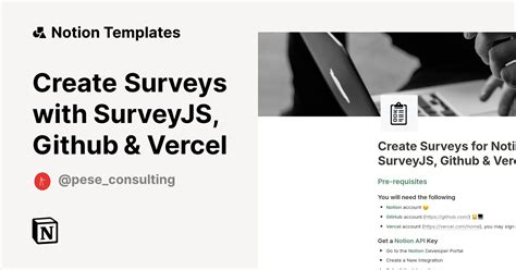 create surveys with surveyjs github and vercel template notion marketplace