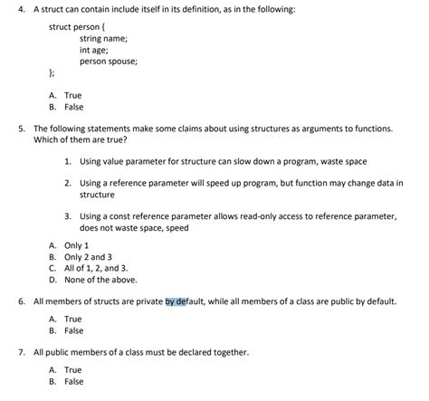 Solved 4 A Struct Can Contain Include Itself In Its