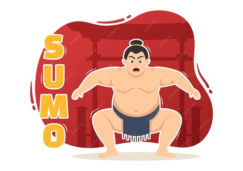 Premium Vector Sumo Wrestler Illustration With Fighting Japanese