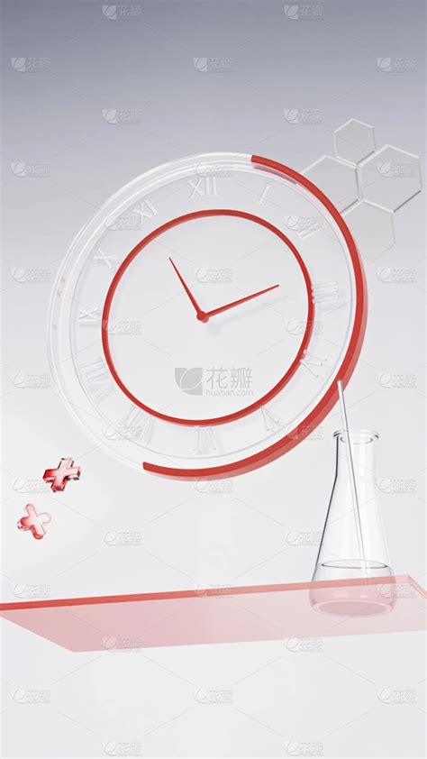 常规科技风系列写实风磨砂感晕染时钟展台背景素材 花瓣网