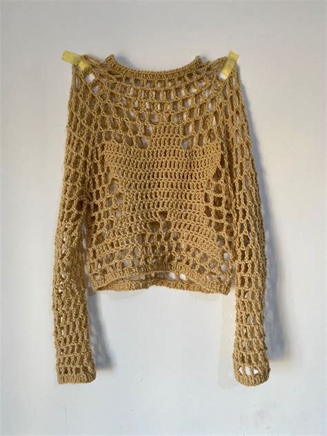 Crochetknitted Mesh Star Sweater