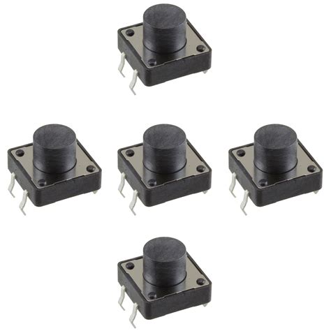 5 Pack Tact Momentary Switch 12mm Square 005a 12v Button Height 1 Sciencepurchase