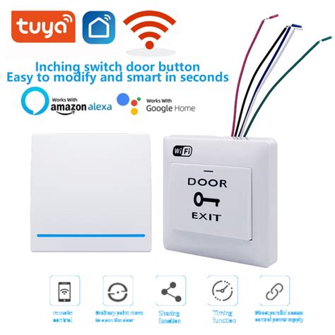 Jiuch Tuya WiFi Access Switch 86 Type Panel Automatic Reset Exit Button Remote Open Door Smart