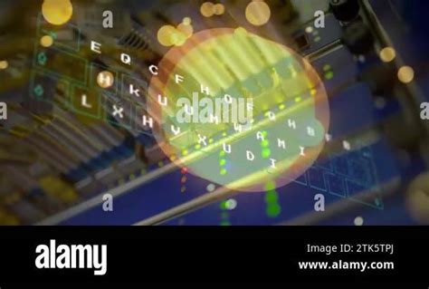 Animation Of Illuminated Pattern Moving On Letters And Lens Flares Over