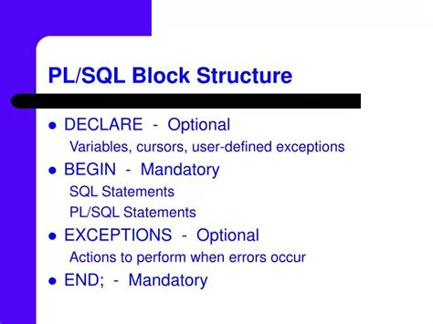 Ppt Plsql Block Structure Powerpoint Presentation Free Download