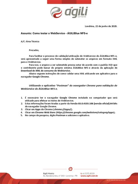 Como Testar O Webservice Ágiliblue Nfs E Pdf Aplicativo Para