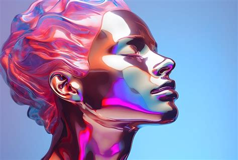 Premium Ai Image Photo Holographic Layering Man With An Artistic Face Looking Up Ai Generative