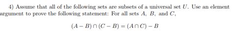 Solved 4 Assume That All Of The Following Sets Are Subsets