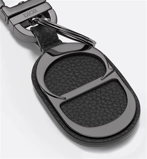 Cd Icon Key Ring Black Grained Calfskin Dior