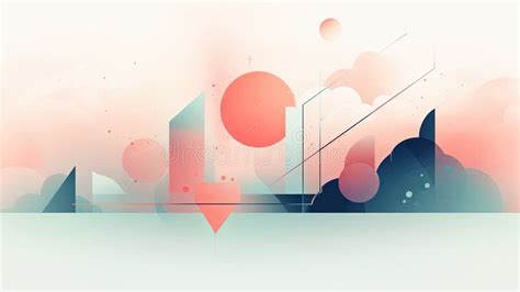 Abstract Geometric Shapes With Pastel Colors And Dynamic Lines Stock