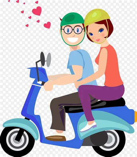 手绘骑电动车情侣人物插画png图片素材下载图片编号7891388 Png素材网