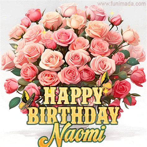 Happy Birthday Naomi Elegant Animation With Flowers Download On