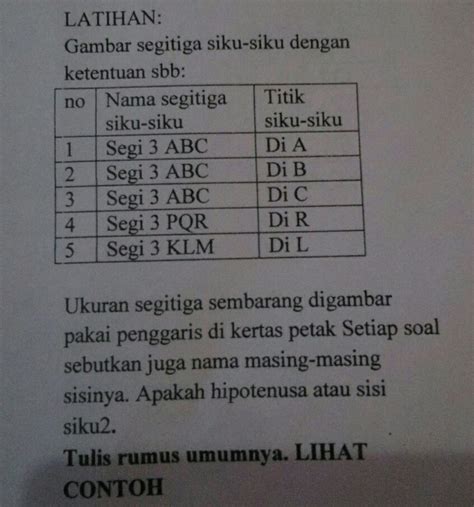 Solved LATIHAN Gambar Segitiga Siku Siku Dengan Ketentuan Sbb Ukuran Segitiga Sembarang Diga