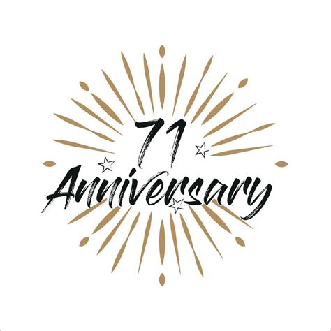 71 Years Anniversary Retro Vector Emblem Isolated Template Vintage