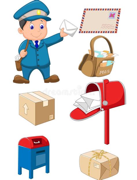 Cartoon Mail Carrier With Bag And Letter Stock Vector Illustration Of