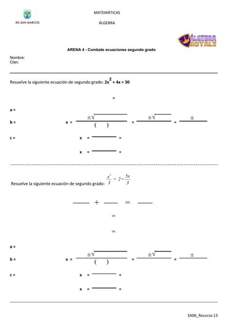 Ecuaciones De S Free Interactive Worksheets 577980