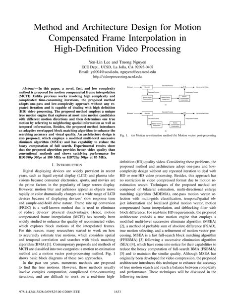 Pdf Method And Architecture Design For Motion Compensated Frame