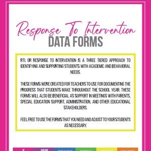 Printable Teacher RTI Intervention Forms Linkable PDF Version Babe Classroom Special Education
