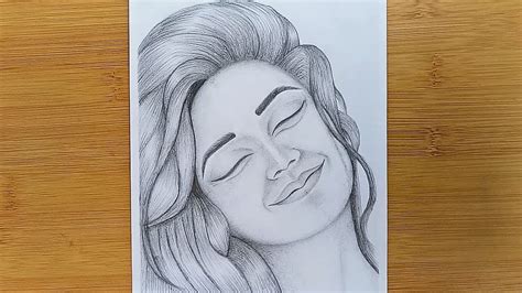 Girl Smiling Face Sketch