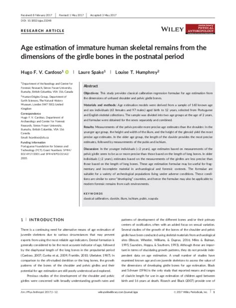 Pdf Age Estimation Of Immature Human Skeletal Remains Using The Post Natal Development Of The