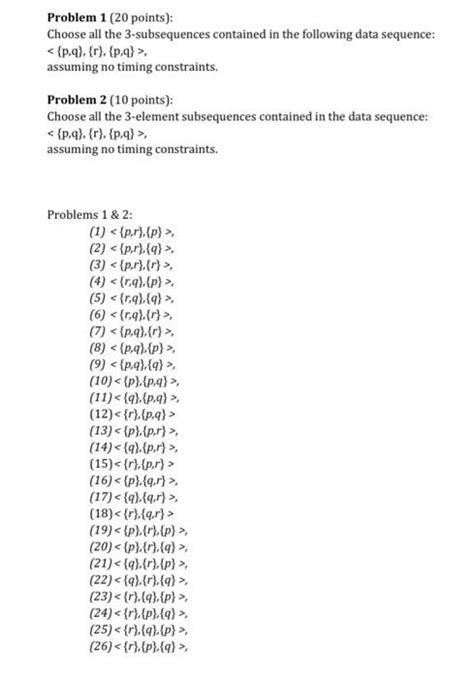 problem 1 20 points choose all the 3 subsequences