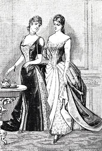 패션 영국 드레스를 입은 세 명의 여성 모델 살롱에 서 있다 Fashion Show에 대한 스톡 벡터 아트 및 기타 이미지 Fashion Show 롱드레스 패션