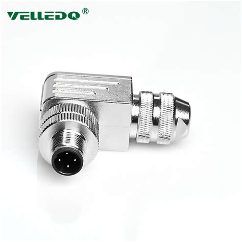 M12 Bus Protocol Connector D Code 4 Pole Male Right Angle With Shield