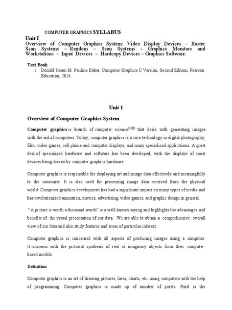 Graphics Unit 1 Notes Pdf Printer Computing Computer Monitor